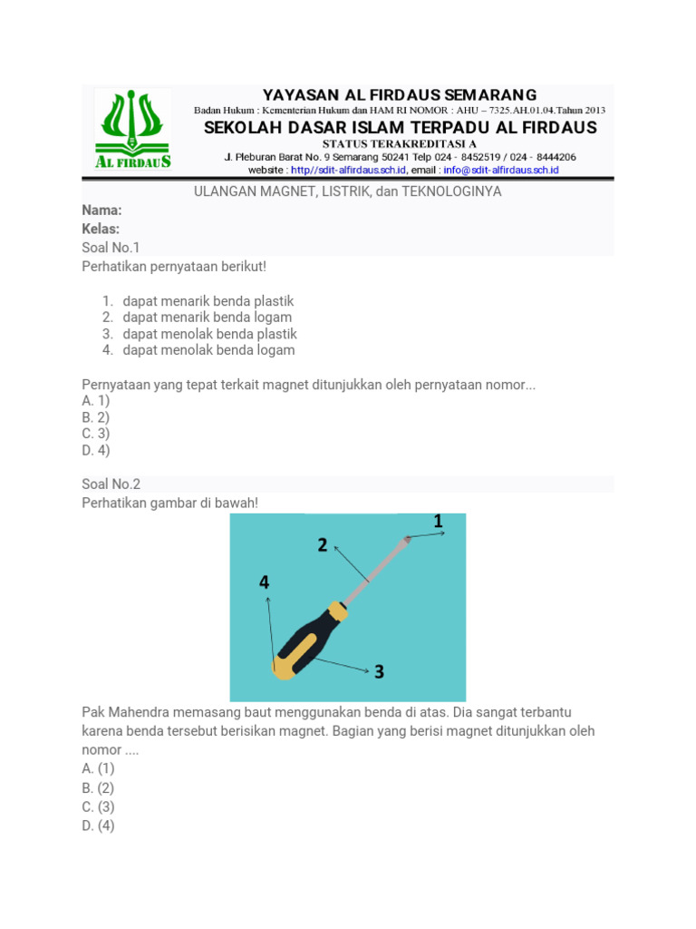 Ulangan Magnet dan Listrik untuk Siswa | PDF