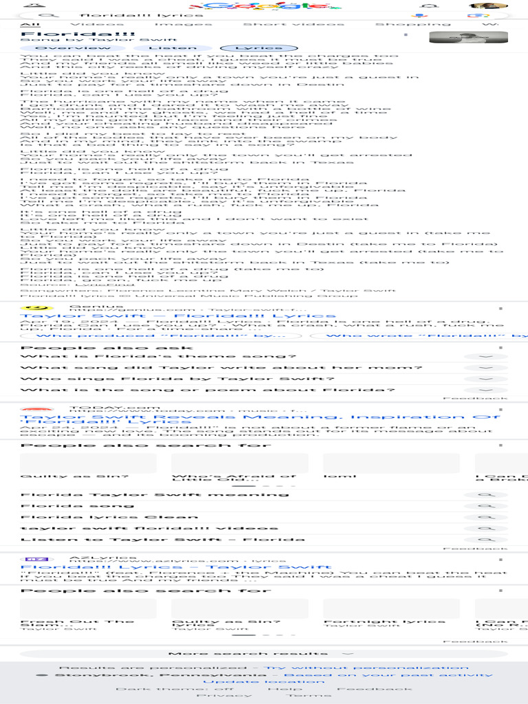 Florida!!! Lyrics - Google Search | PDF