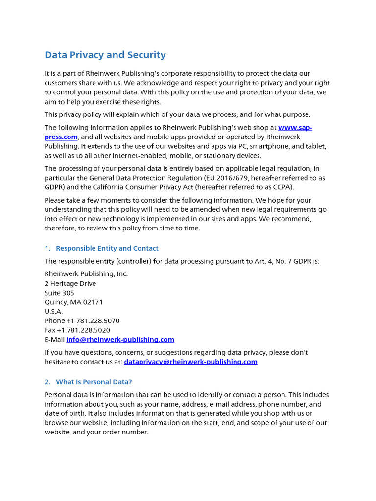Data Privacy Policy Overview | PDF | Mobile App | Websites