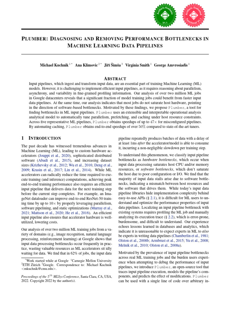 MLSys 2022 Plumber Diagnosing and Removing Performance Bottlenecks in Machine Learning Data ...