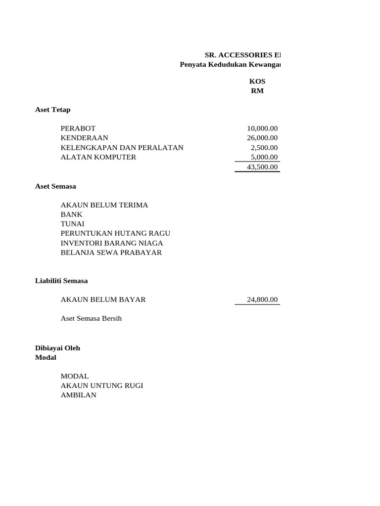 Penyata Kedudukan Kewangan | PDF