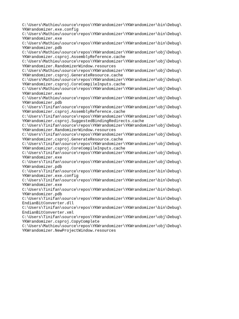 YKWrandomizer.csproj.FileListAbsolute | PDF