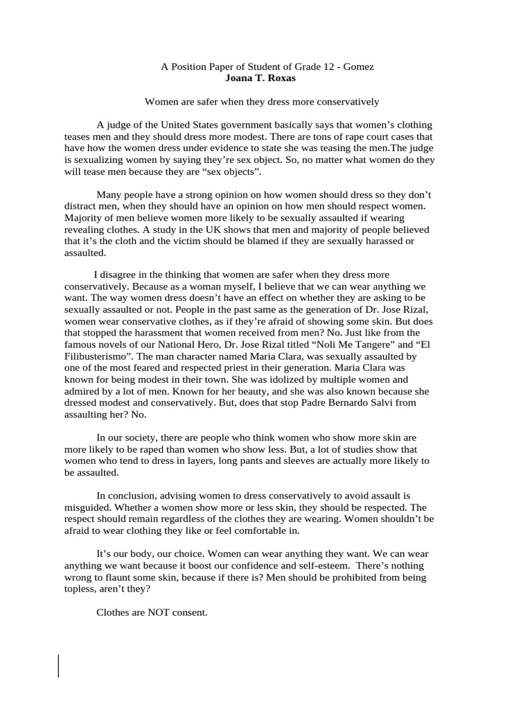 position paper (1) | PDF | Intimate Relationships | Sex Crimes