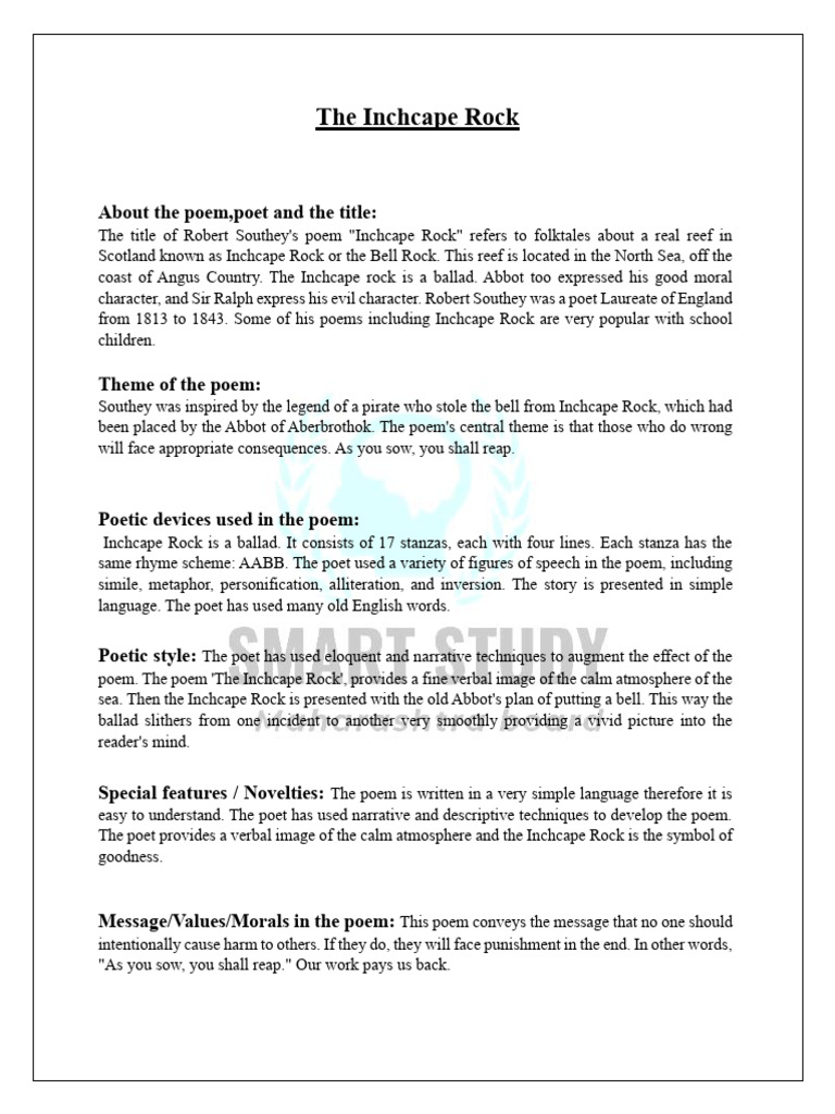 2.3 The Inchcape Rock Appreciation | PDF | Poetry