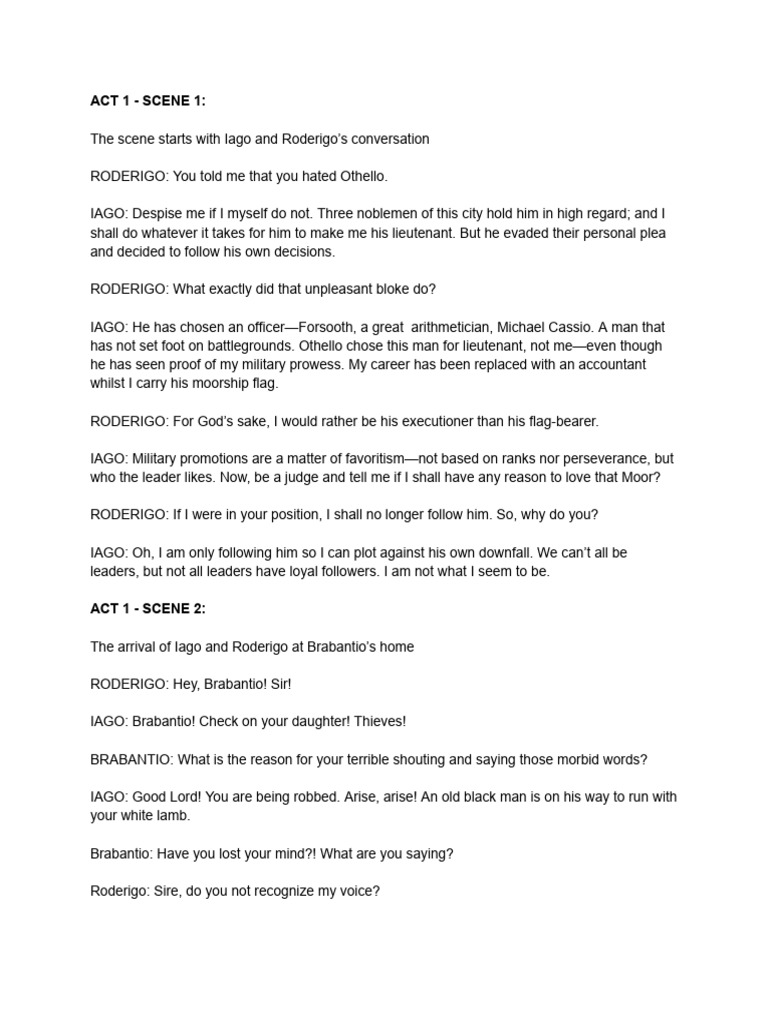 Othello Act 1 | PDF | Iago | Othello