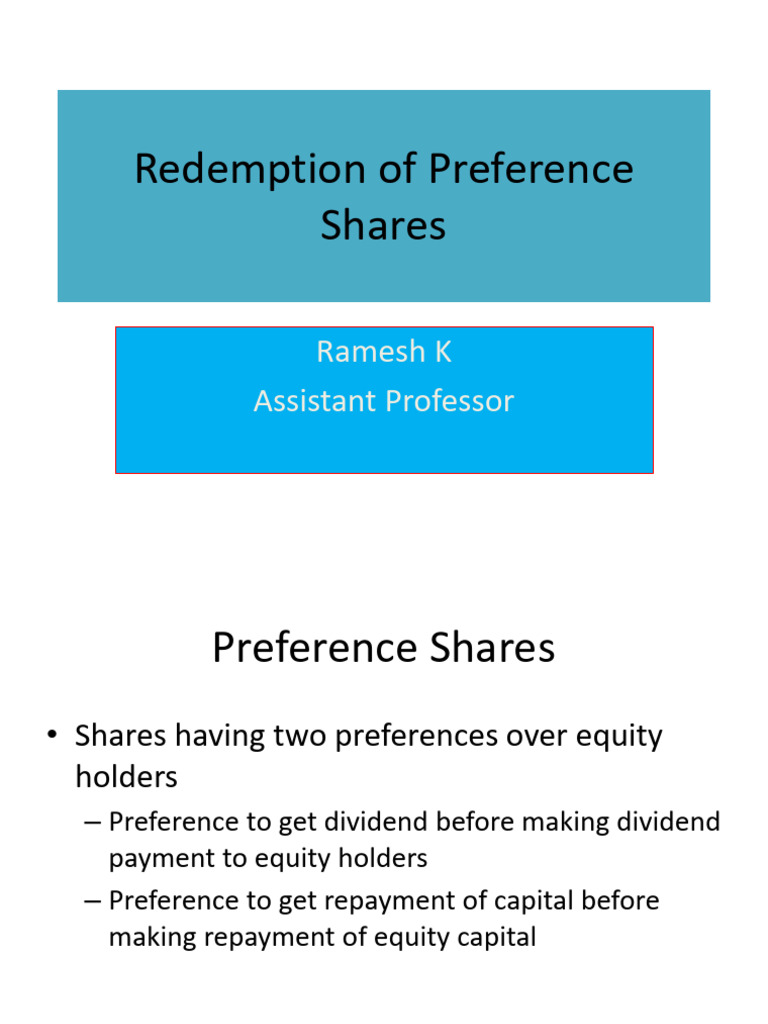 Redemption of Preference Shares Modified | PDF | Preferred Stock ...