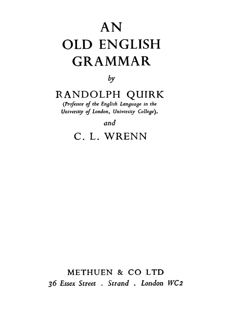 Old English Grammar (Quirk) | PDF