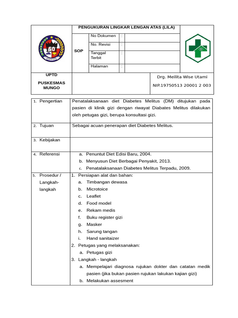 Sop Diet Diabates Melitus F | PDF