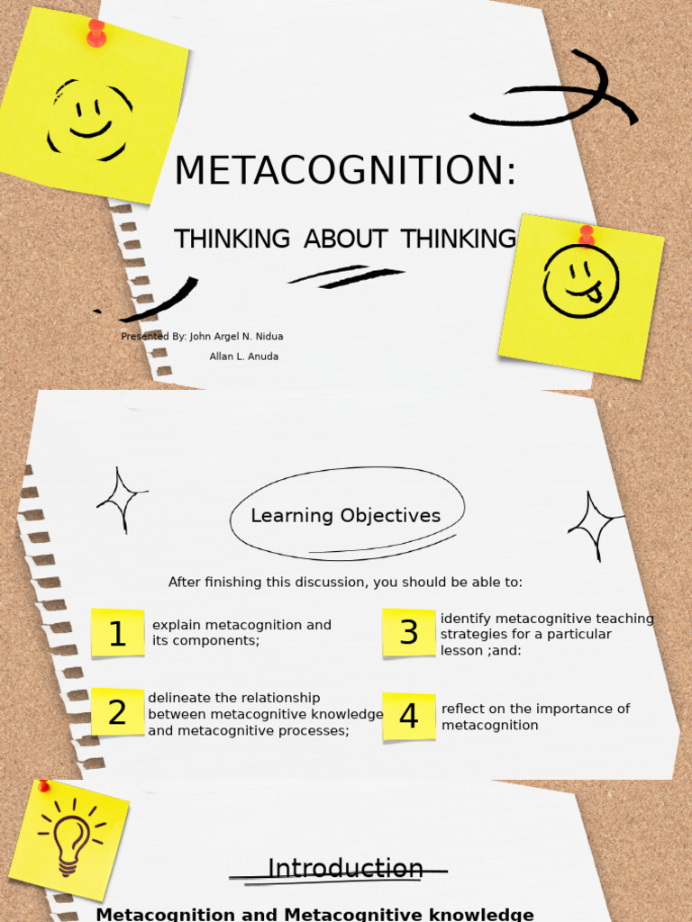 Metacognition and Metacognitive Knowledge John Argel Nidua Allan Anuda | PDF | Metacognition ...