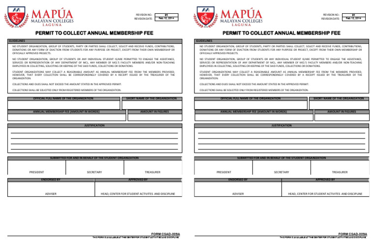 009a Permit To Collect Annual Membership Fee | PDF | Government