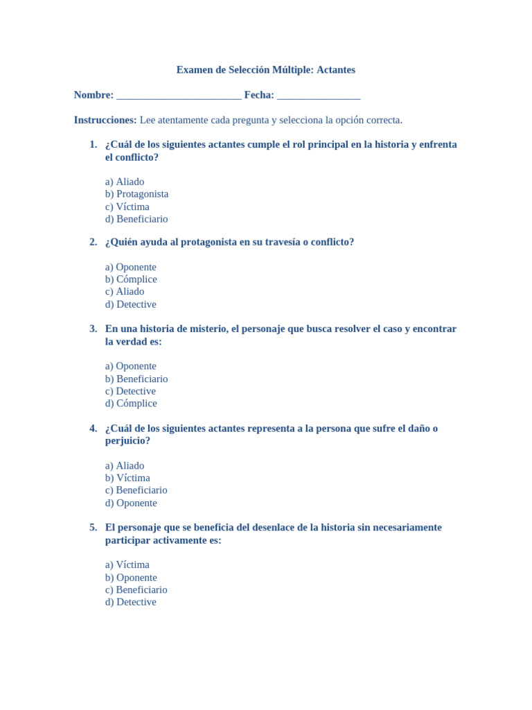Examen de Selección Múltiple 8vo Enero | PDF