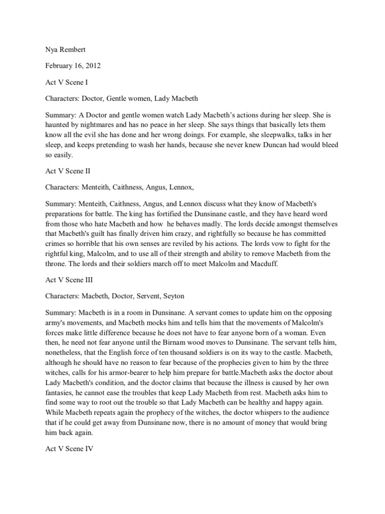 Macbeth Act 5 Scene 1-8 | PDF | Macbeth | Shakespearean Tragedies