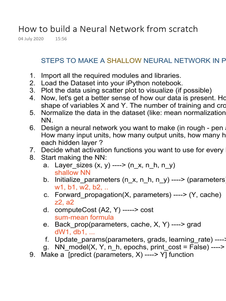 How to build a Neural Network from scratch | PDF | Parameter (Computer Programming) | Learning
