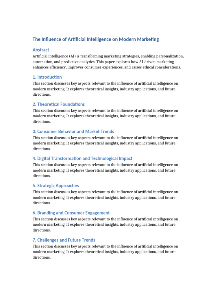 The Influence of Artificial Intelligence On Modern Marketing | PDF