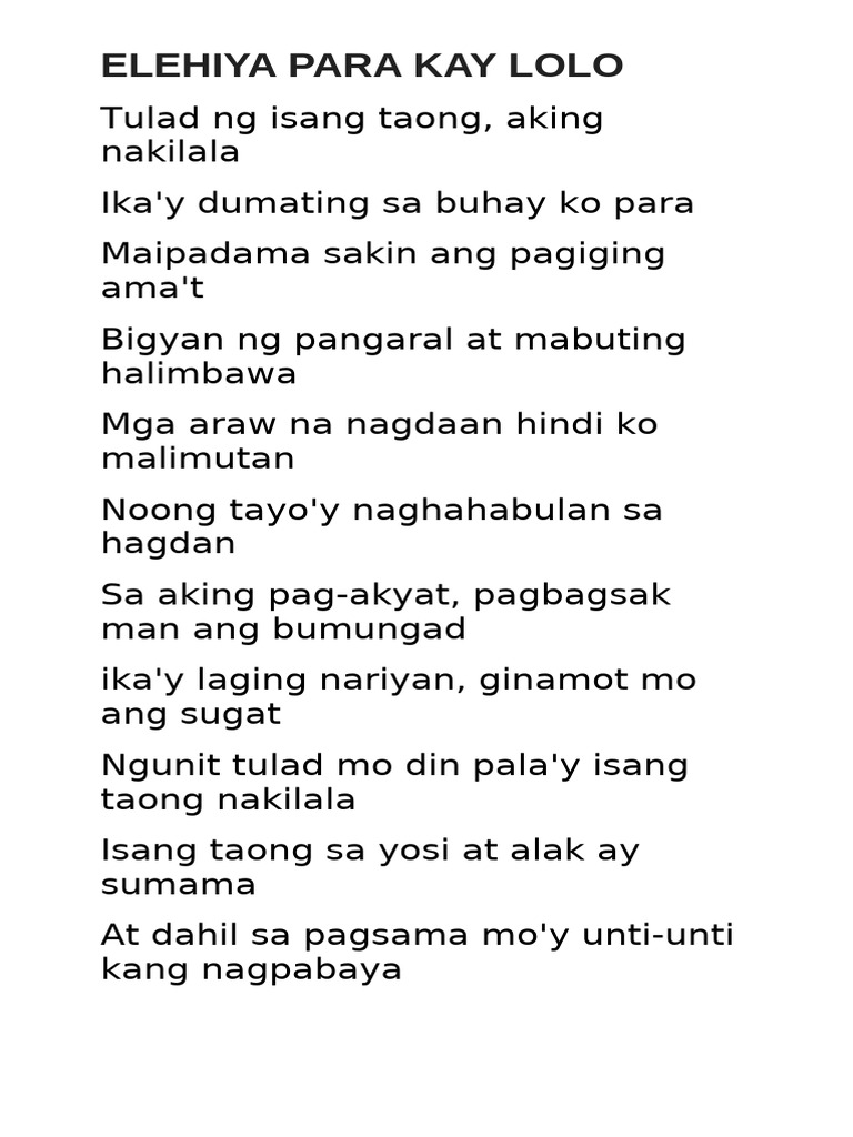 Elehiya para Kay Lolo | PDF