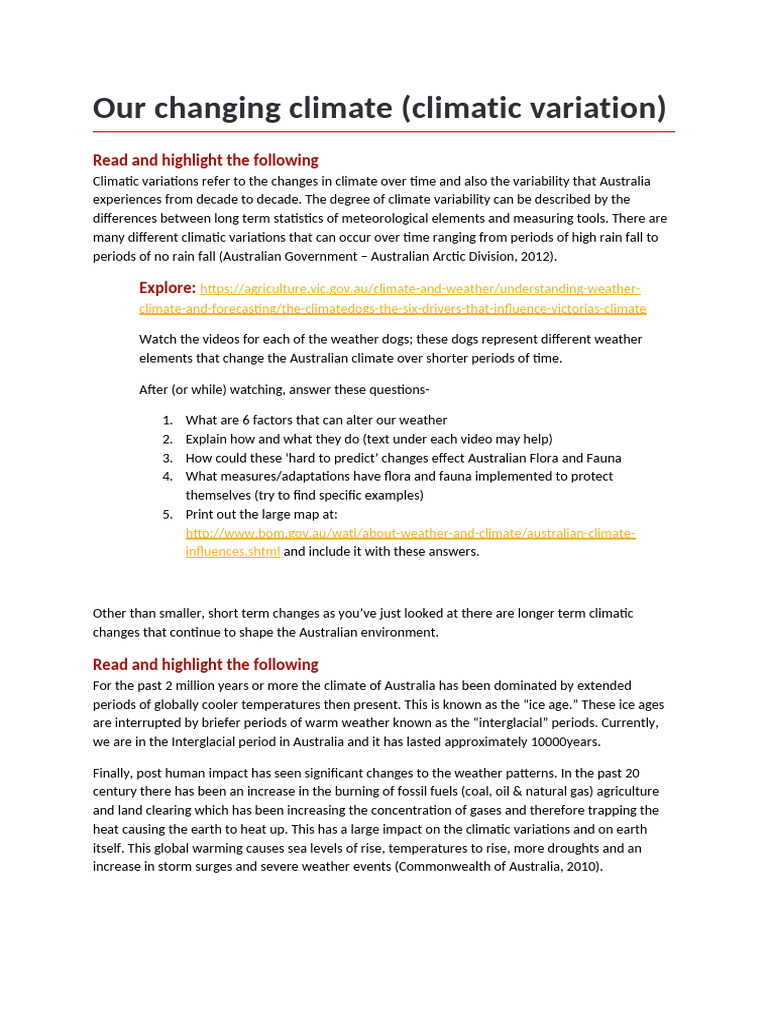 Our Changing Climate (Erratic Climate) | PDF | Climate | Climate Change