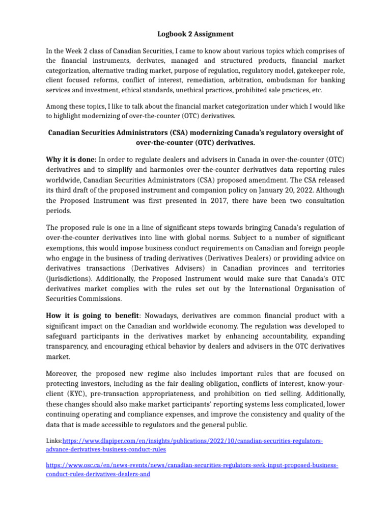 Logbook 2 Assignment | PDF | Derivative (Finance) | Over The Counter ...