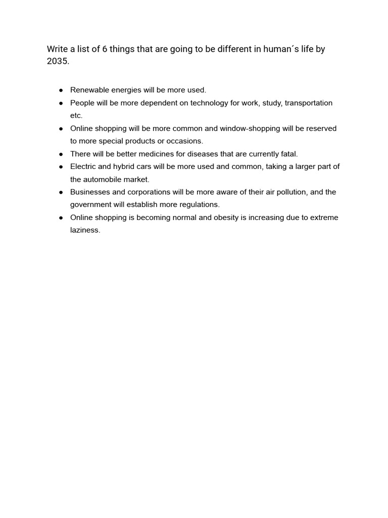 Human S Life in 2035 | PDF