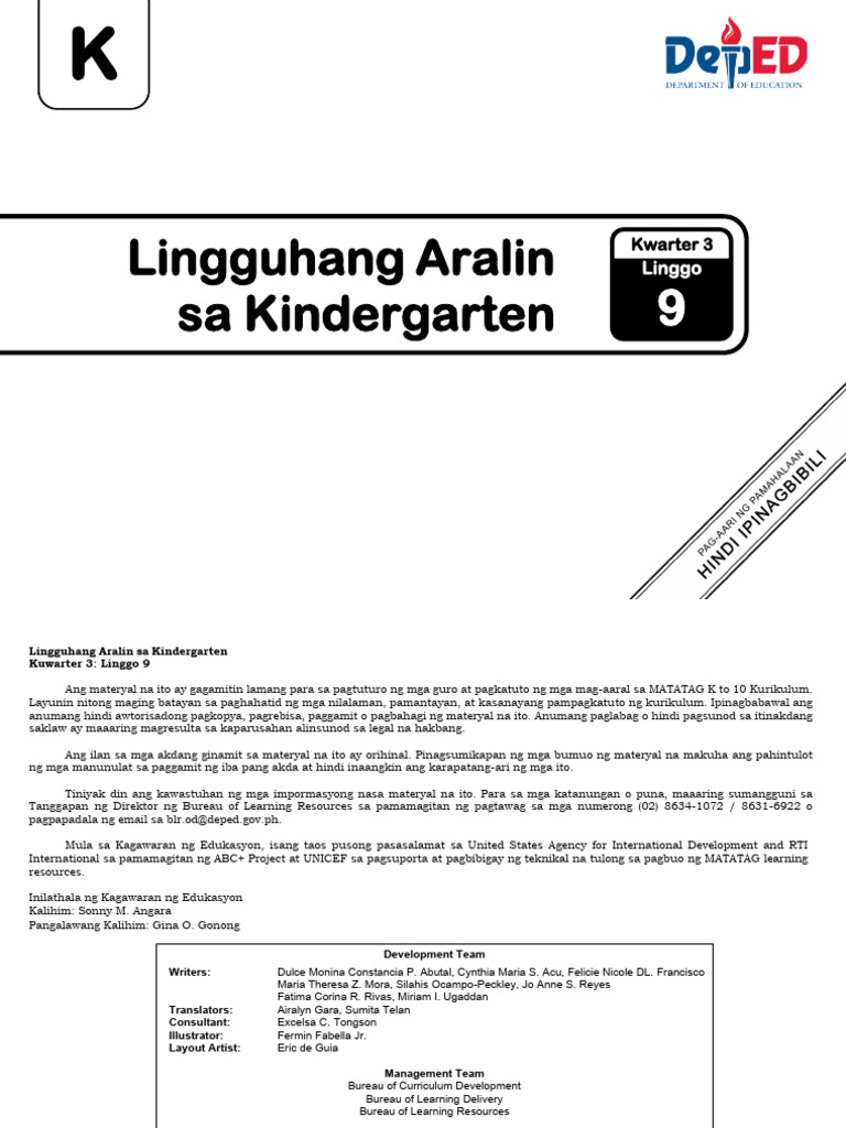 Kinder LE Q3 Week9 Ver2 | PDF