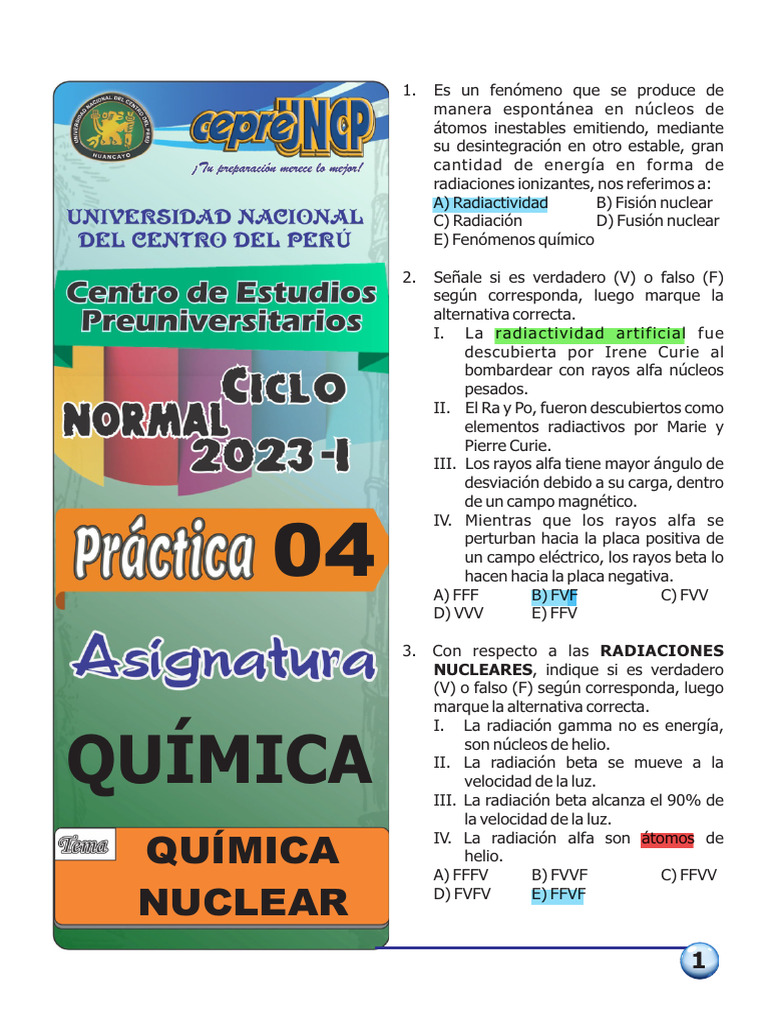 Radiactividad y Reacciones Nucleares | PDF | Desintegración radioactiva ...