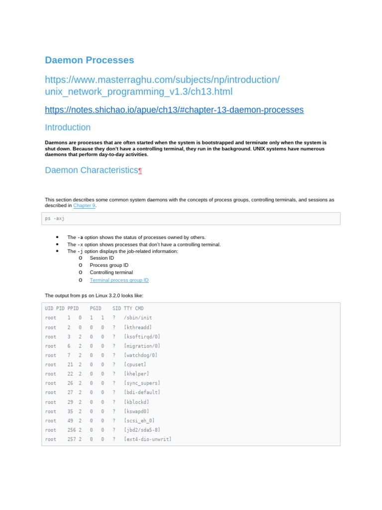 Daemon Processes | PDF | Operating System Technology | Computing