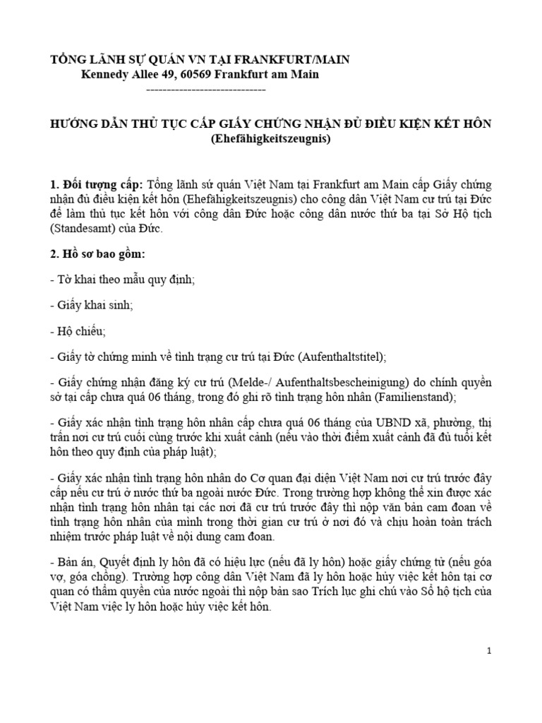 Thu Tuc Cap Giay Chung Nhan Du Dieu Kien Ket Hon | PDF