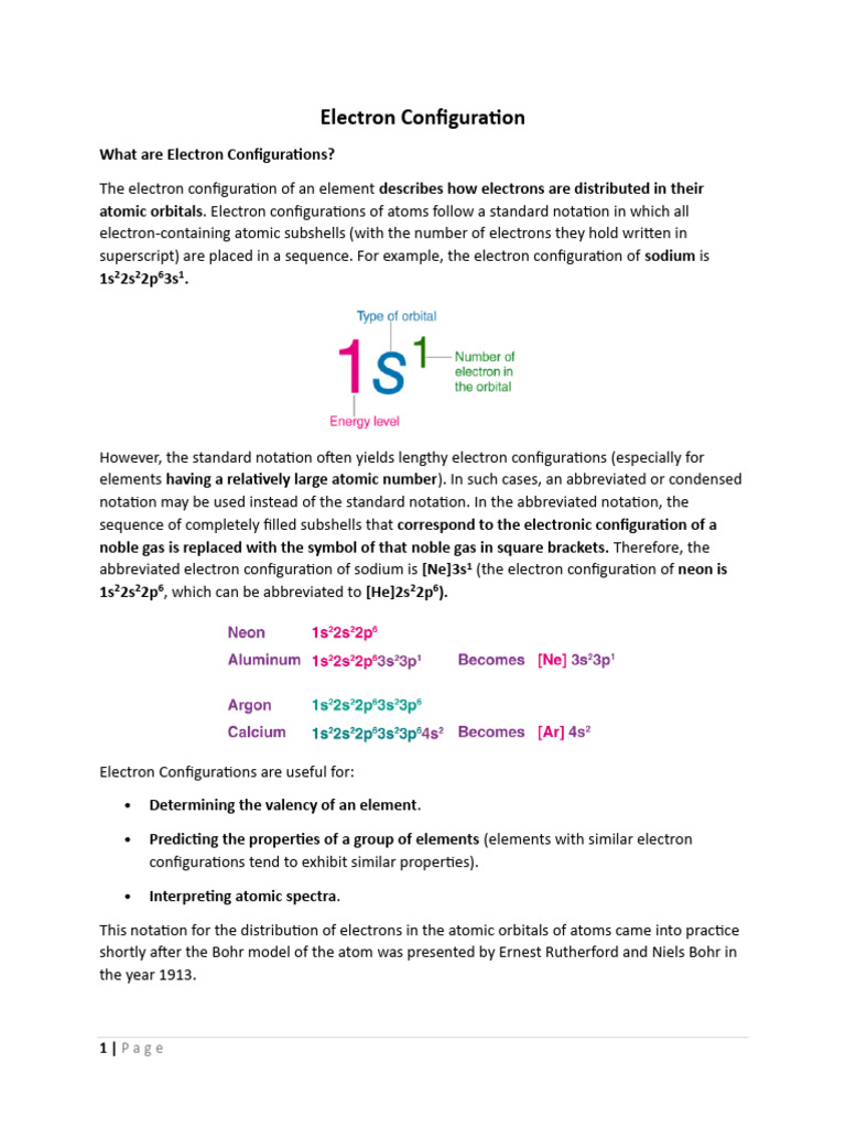 LECTURE NOTES - Electron Configurations | PDF | Electron Configuration ...