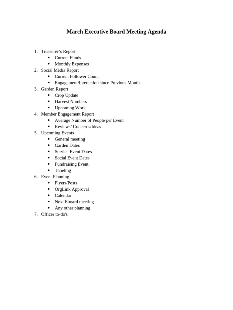 March Executive Board Meeting Agenda | PDF