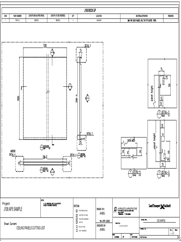 Ceiling Panels Cutting List for J108 | PDF