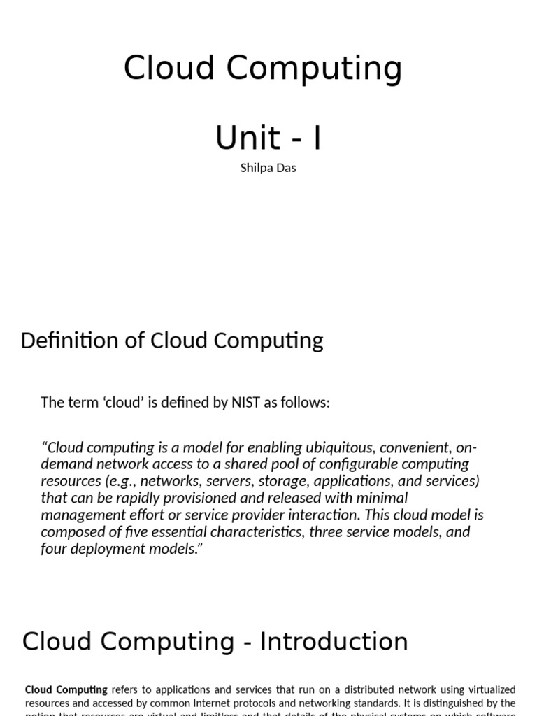 Cloud Computing - Unit - 1 | PDF | Cloud Computing | Software As A Service