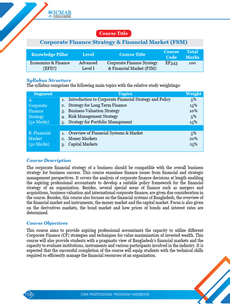 Corporate Finance Strategy & Financial Market (FSM) | PDF | Financial ...