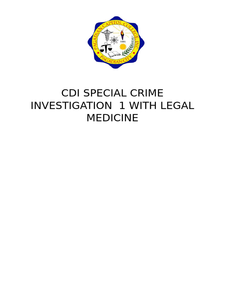 CDI SPECIAL CRIME INVESTIGATION 1 WITH LEGAL MEDICINE-FRONT PAGE | PDF