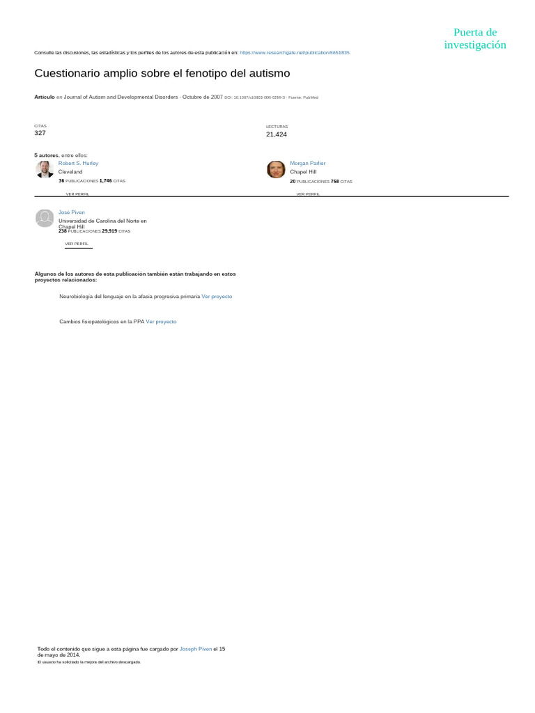 El cuestionario del fenotipo amplio del autismo | PDF | Autismo | Ciencias del comportamiento