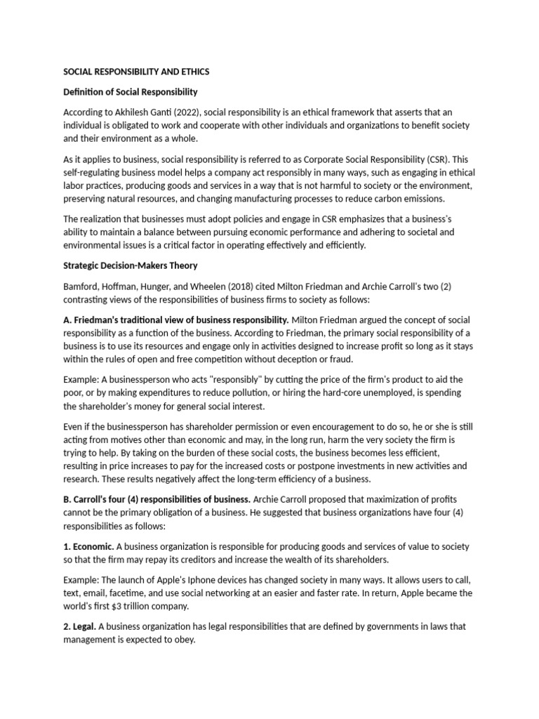 Lesson 4 Social Responsibility and Ethics | PDF | Justice | Crime ...