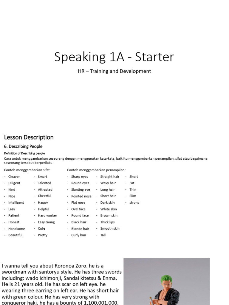 Speaking 1A - Starter 6. Describing People | PDF