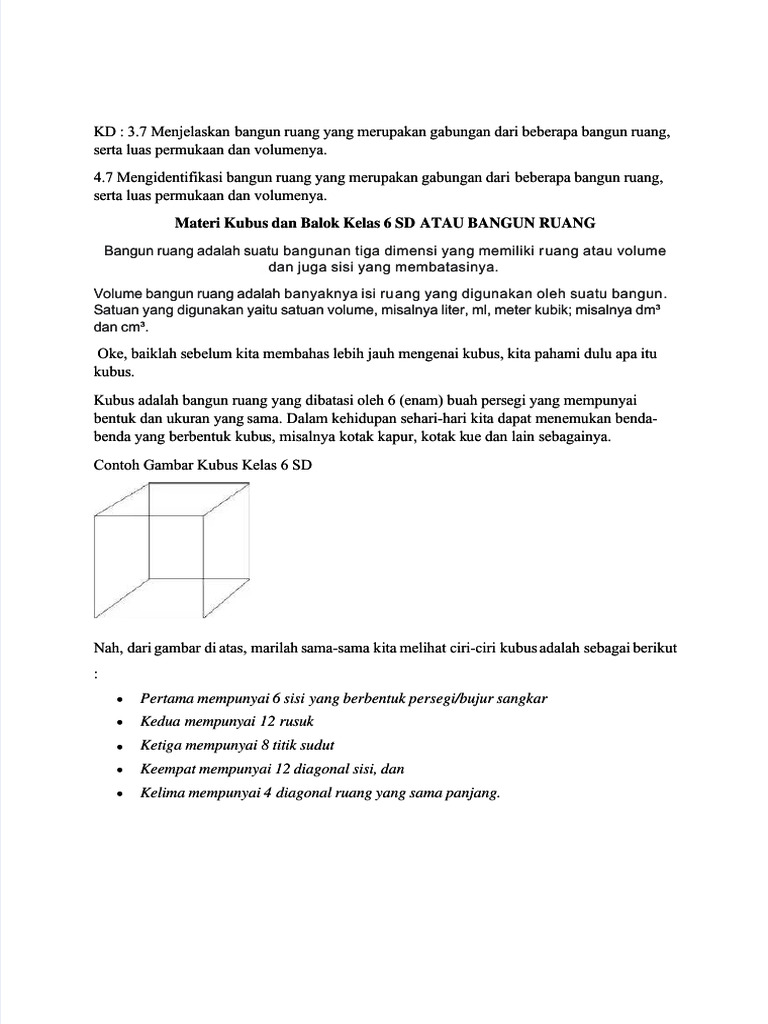 PDF Materi Bangun Ruang Kubus Dan Balok - Compress | PDF