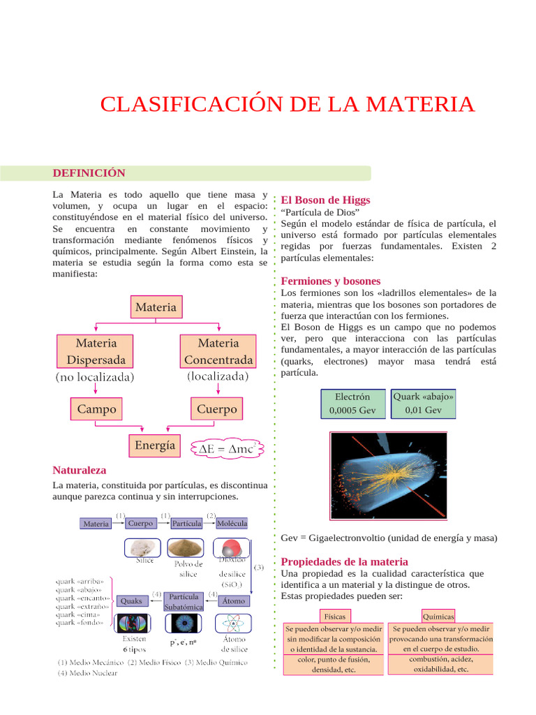 Clasificación y propiedades de la materia | PDF | Importar | Partículas ...
