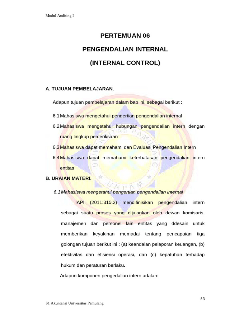 Modul 6 Pengendalian Internal | PDF