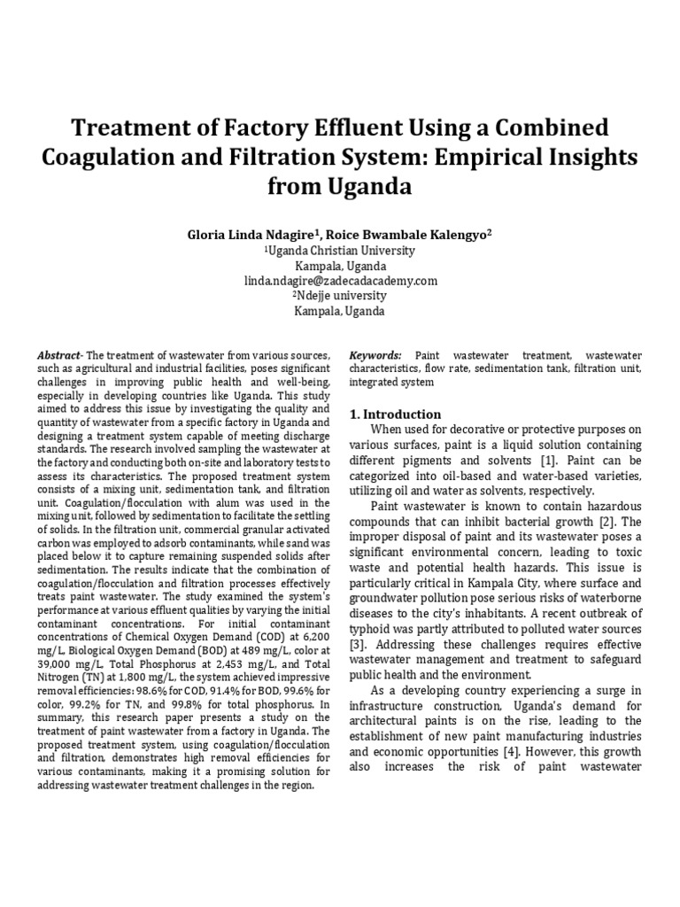 Treatment of Factory Effluent Using A Combined Coagulation and ...