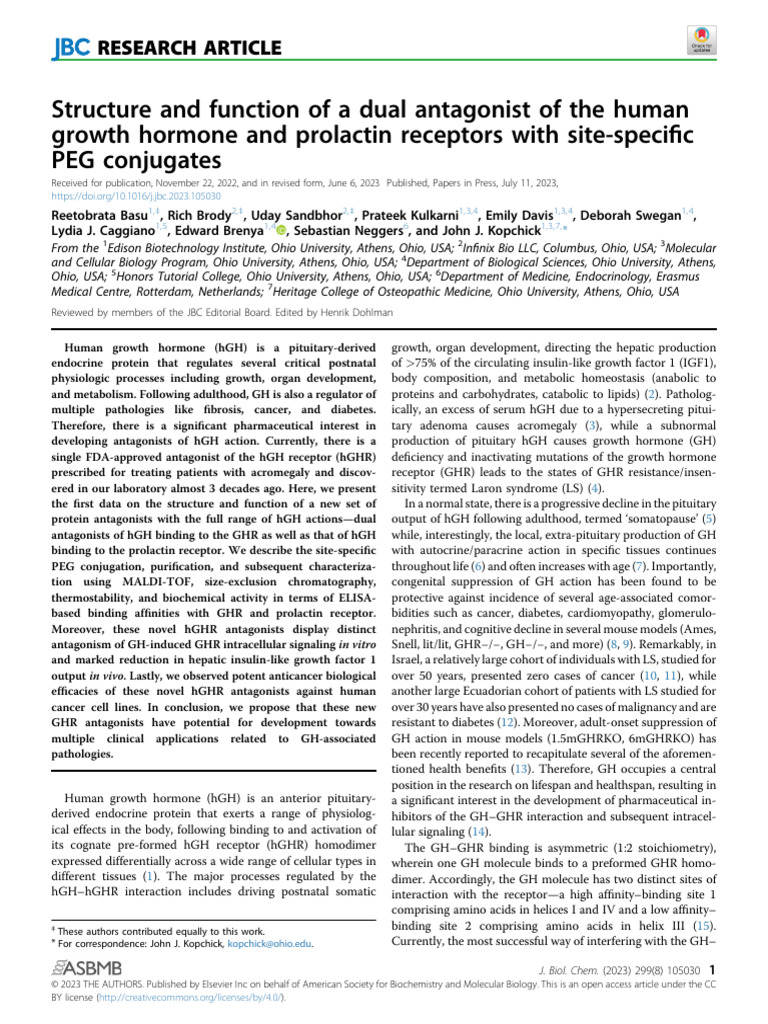 Site Specific GH Receptoer Antagonist | PDF | Growth Hormone | Receptor ...
