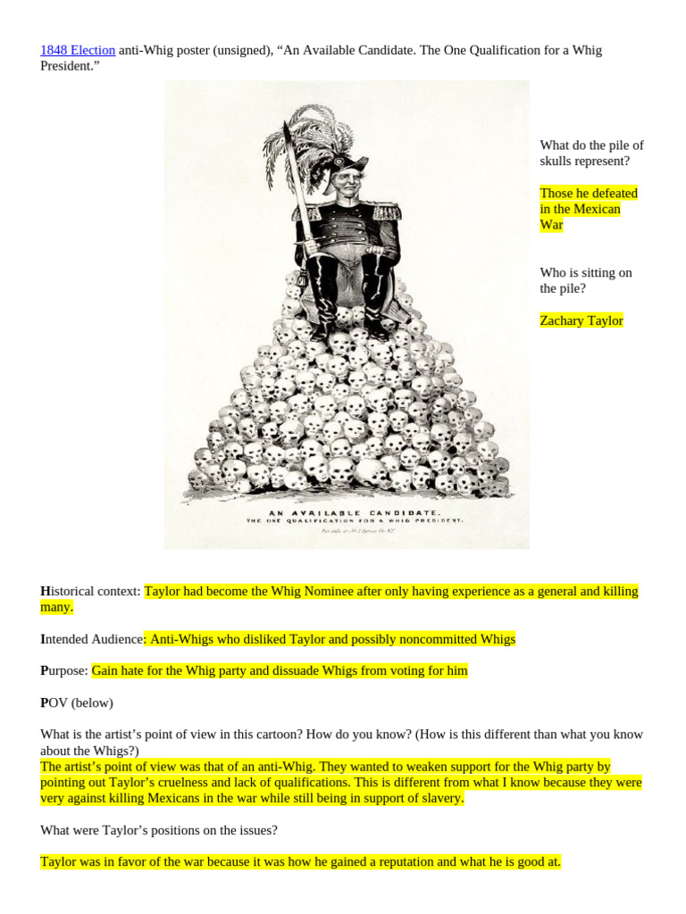 Anti-Whig Cartoon on 1848 Election | PDF