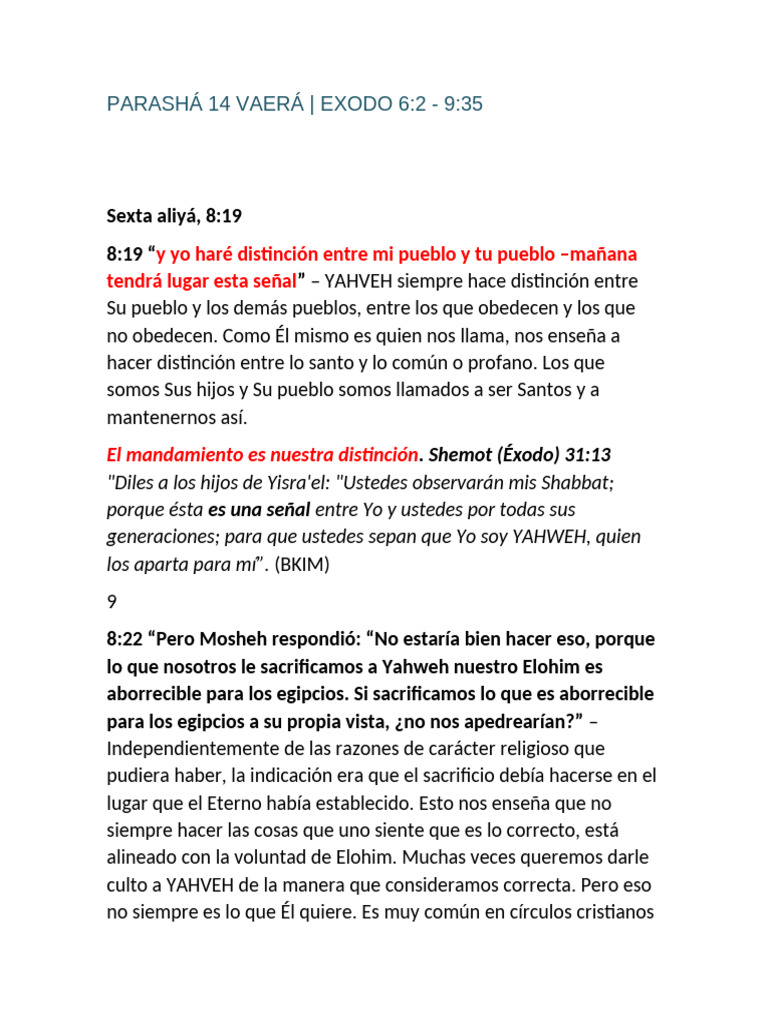 Sexta Aliyá | PDF | Libro del éxodo | Tetragrammaton