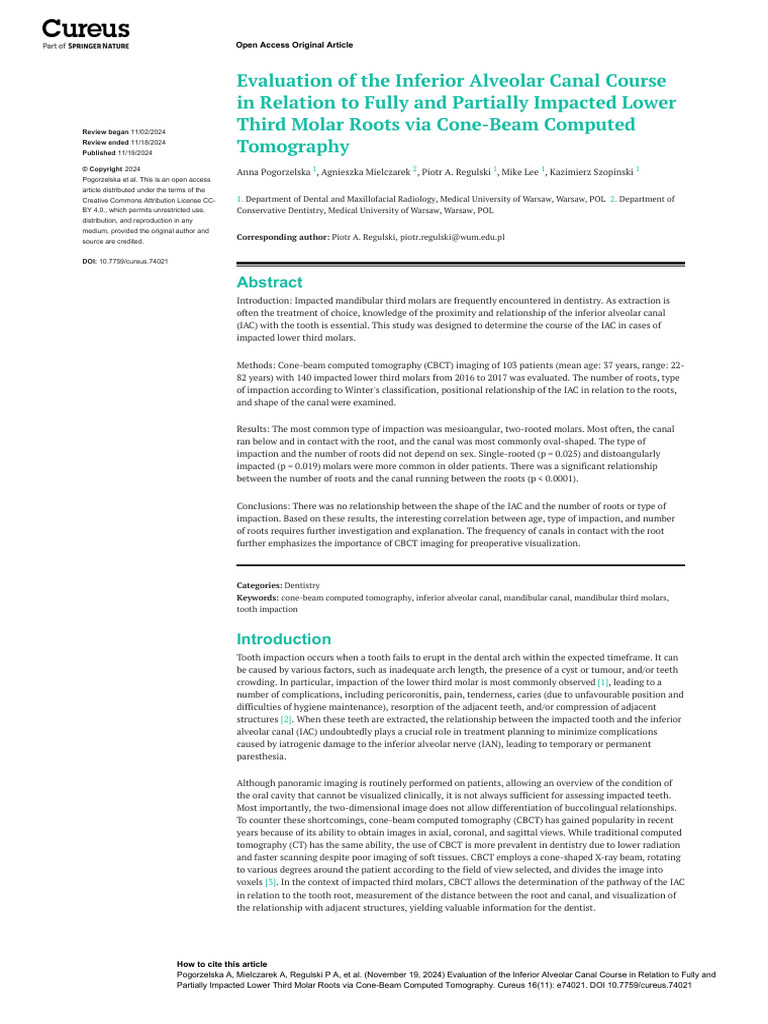 Evaluation of IAC in Impaction | PDF | Dentistry | Dentistry Branches