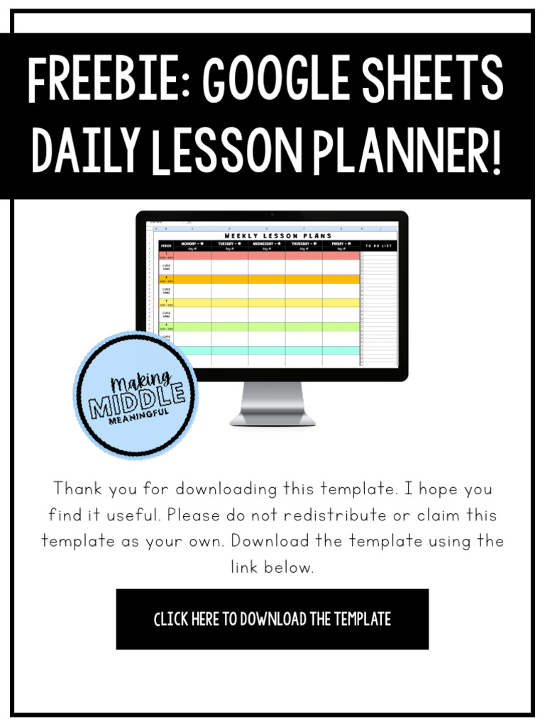 Freebie: Google Sheets Daily Lesson Planner! | PDF