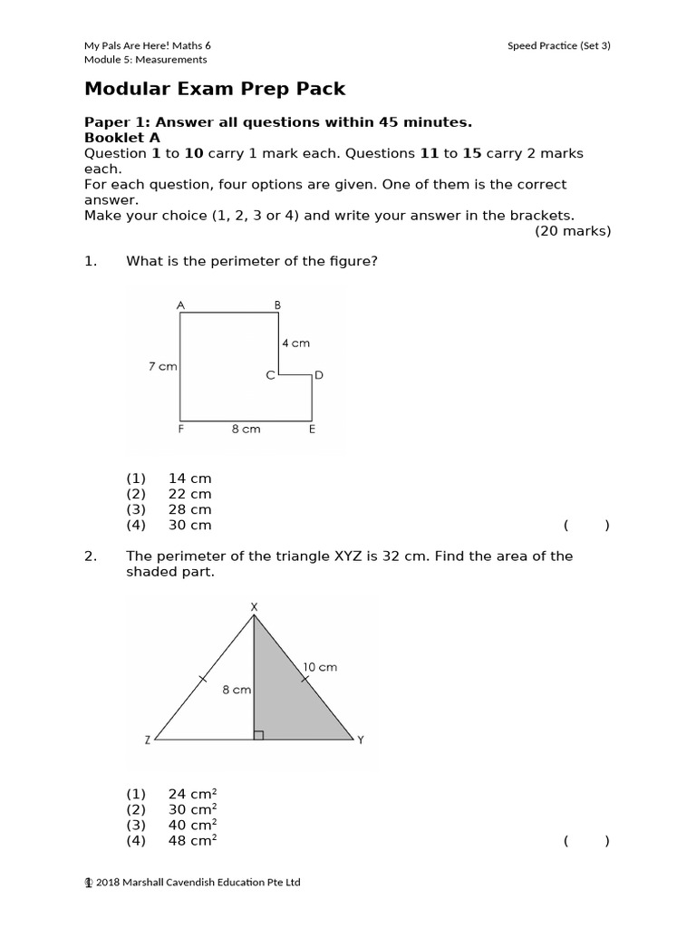ModPack 05 Area and Perimeter Speed Practice Set 3 | PDF | Area | Length