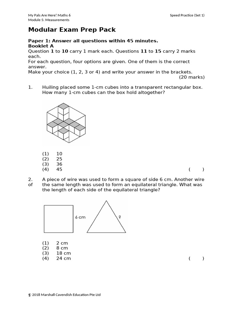 ModPack 05 Area and Perimeter Speed Practice Set 1 | PDF | Area | Length