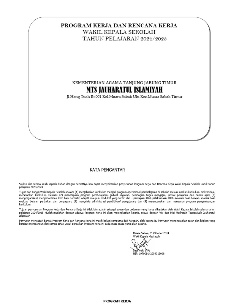 Program Kerja WAKA | PDF