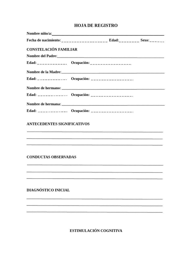 Hoja de Registro | PDF