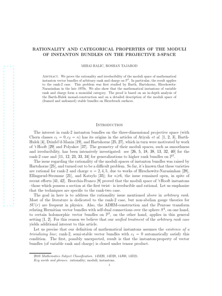 Rationality and Categorical Properties of The Moduli of Instanton Bundles On The Projective 3 ...