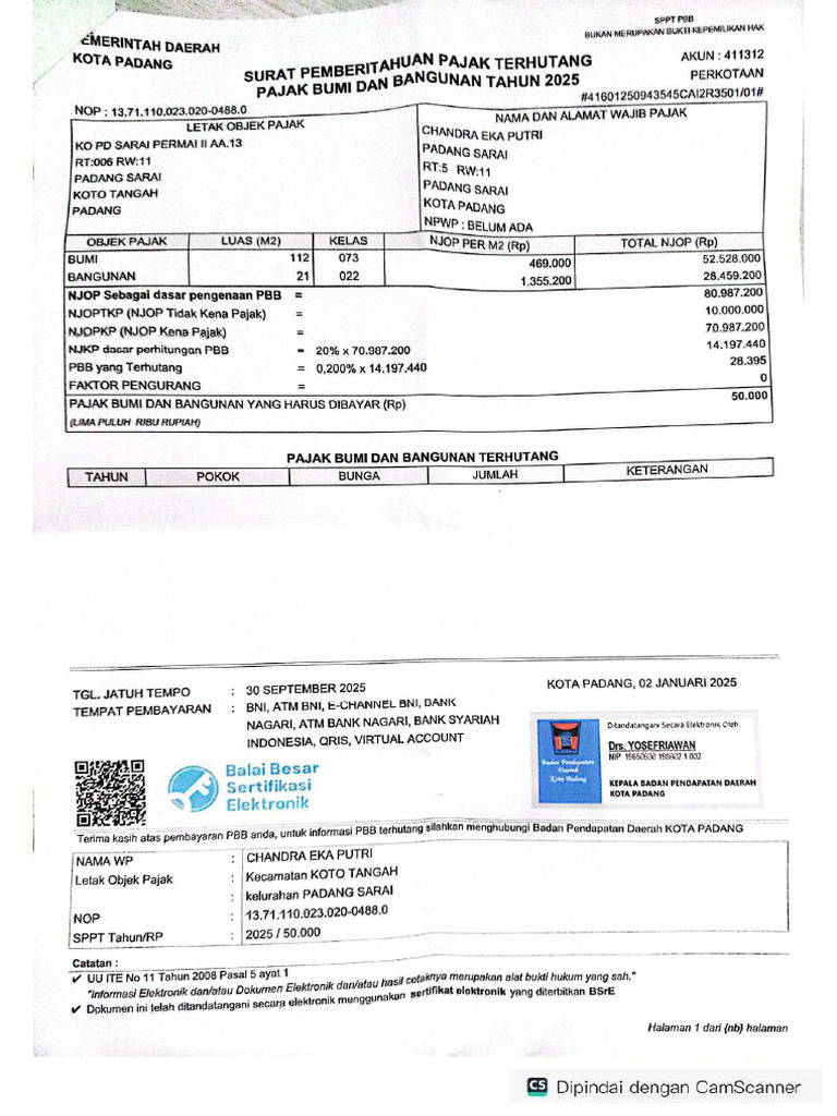 SPPT Dan PBB 2025 Andik | PDF